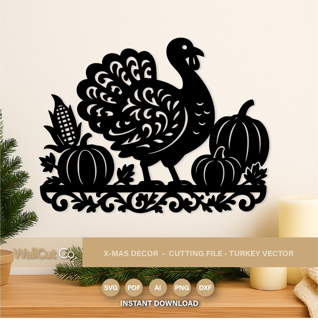 Thanksgiving Turkey SVG | Laser Cut File | Turkey Vector for CNC ...