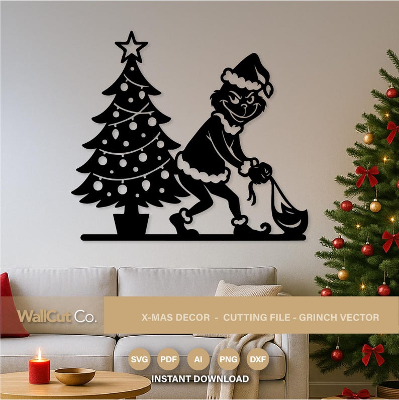 Grinch Christmas DXF SVG | Laser Cut File | Funny Holiday Decor ...