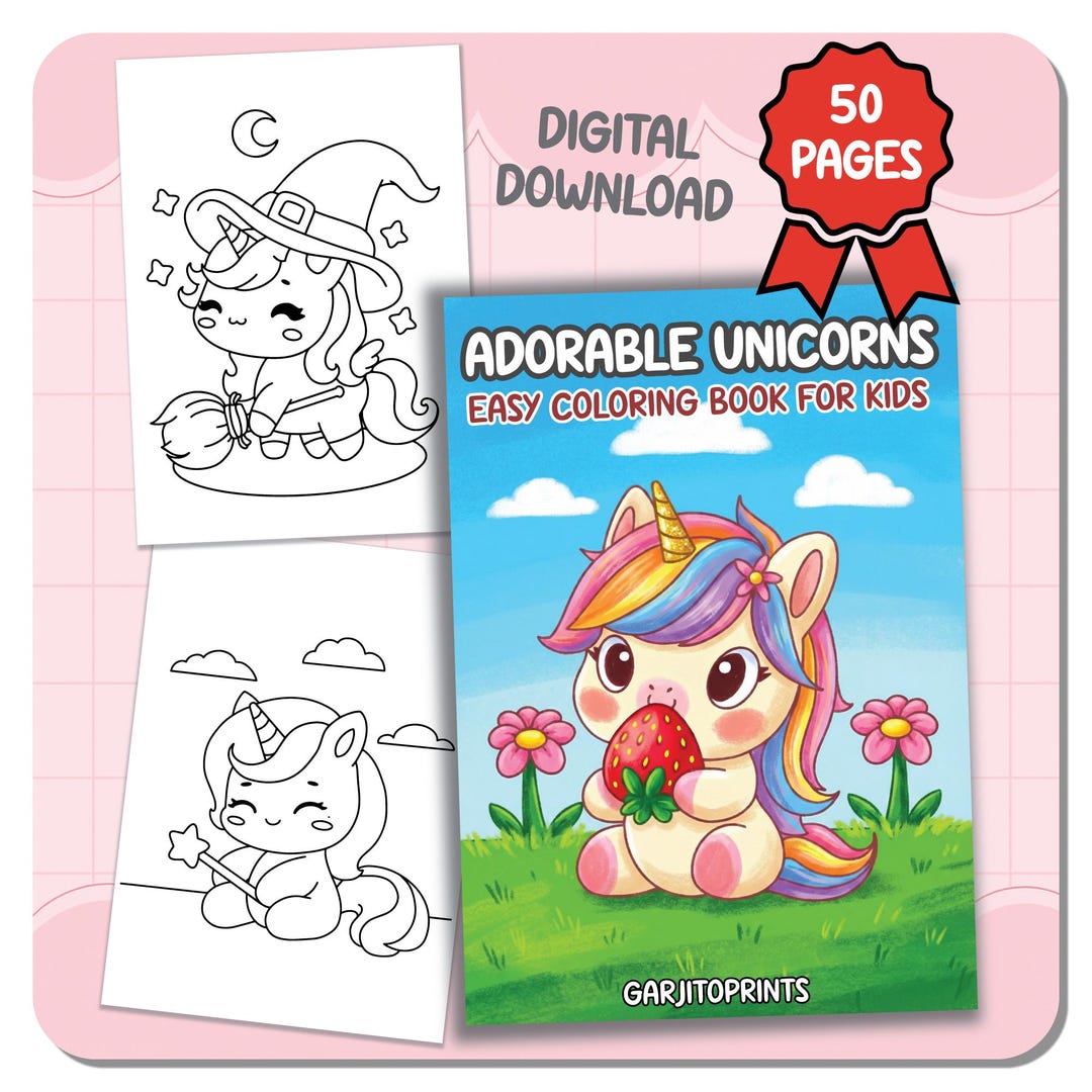 Unicorn Coloring Book | Kawaii Animal Coloring Pages | Sweet Fantasy ...