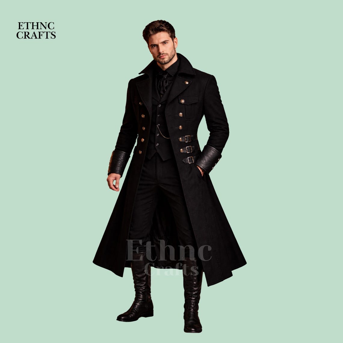 Men’s Gothic Victorian Coat | Steampunk Military Long Jacket | Vampire ...