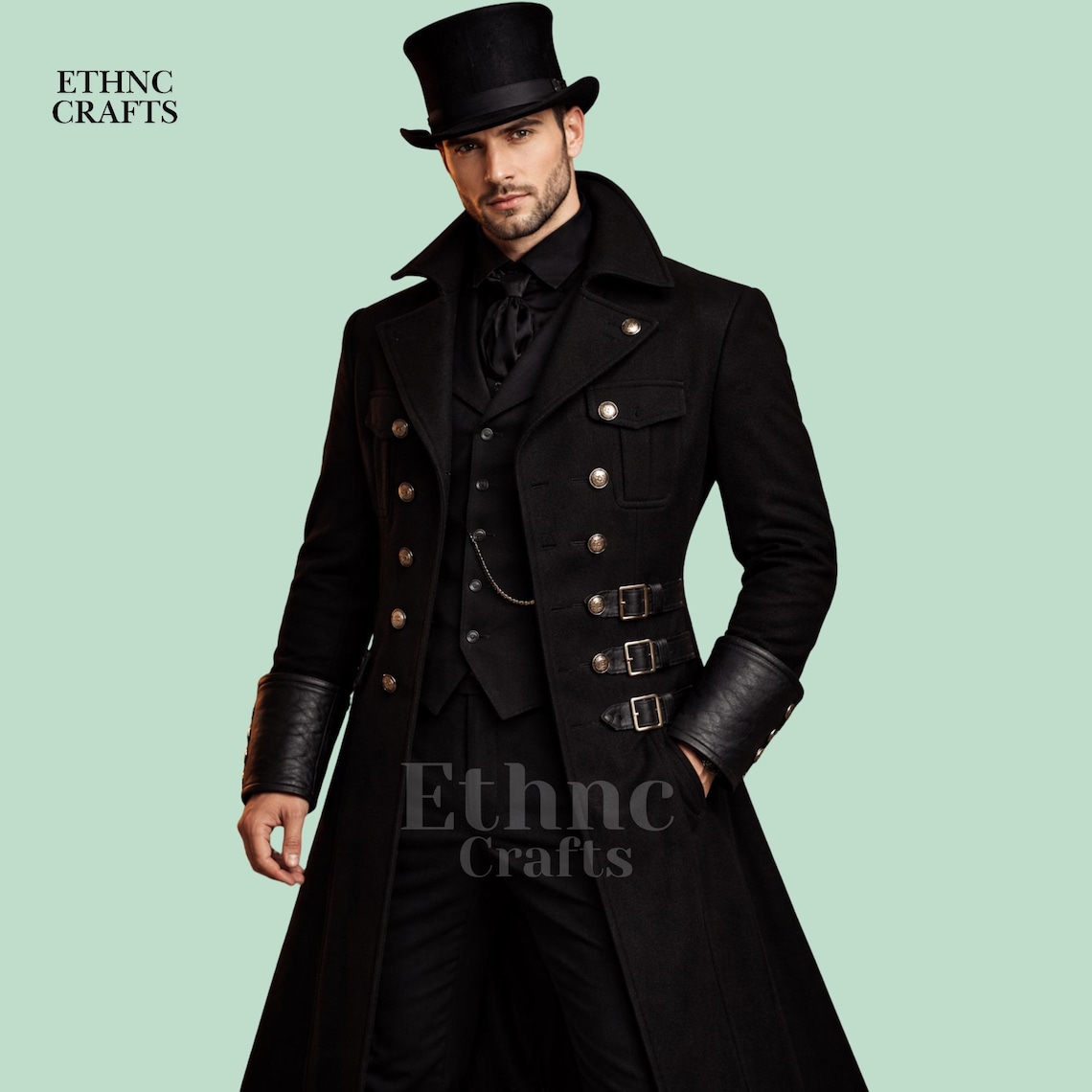 Men’s Gothic Victorian Coat | Steampunk Military Long Jacket | Vampire ...