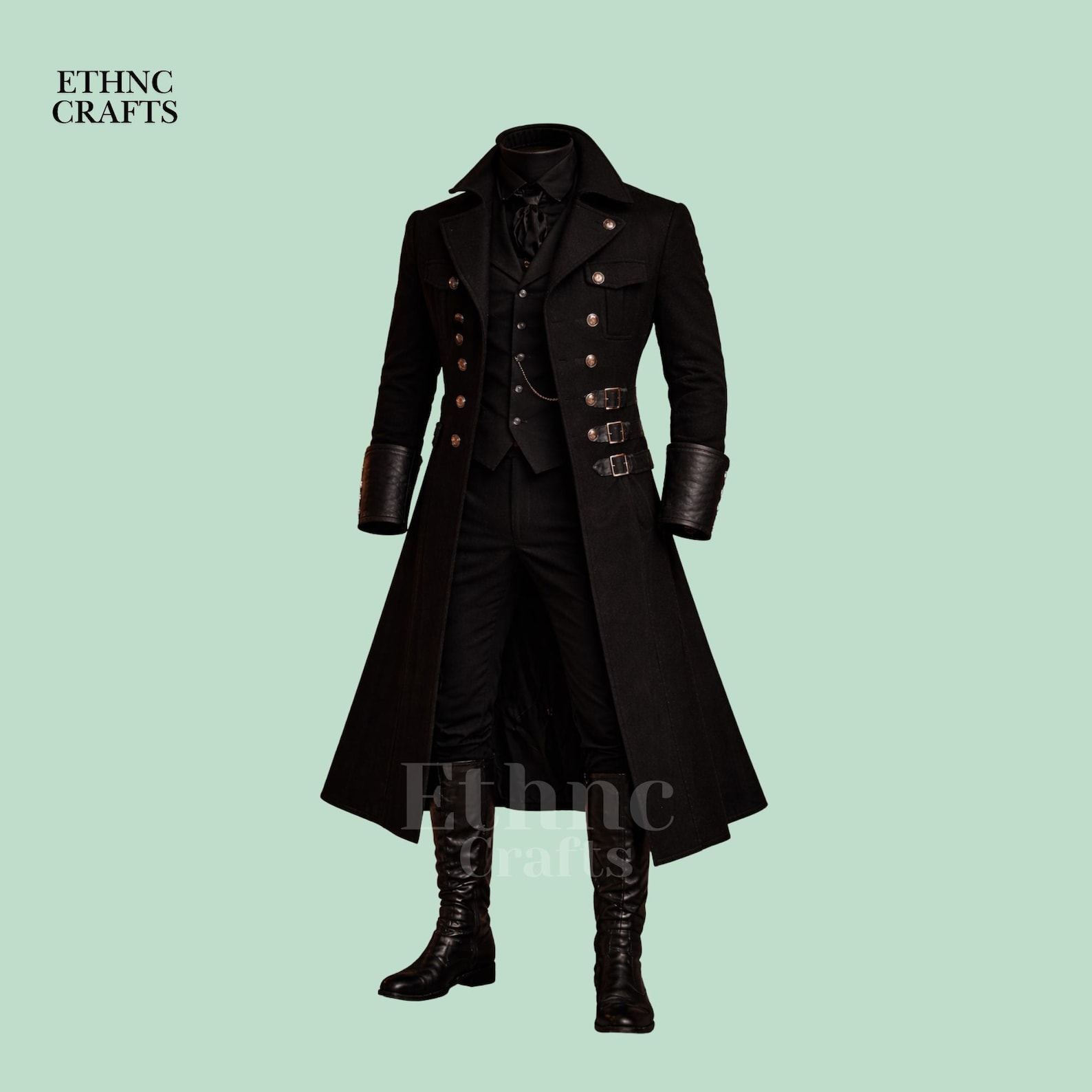 Men’s Gothic Victorian Coat | Steampunk Military Long Jacket | Vampire ...