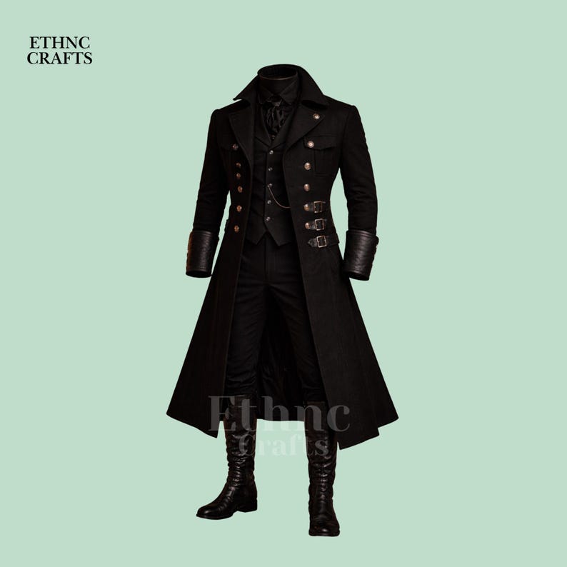 Men’s Gothic Victorian Coat | Steampunk Military Long Jacket | Vampire ...