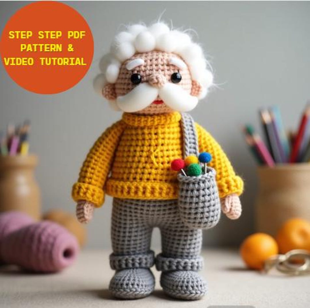 Crochet Grandpa Amigurumi Doll Pattern in Multilingual PDF & Video ...