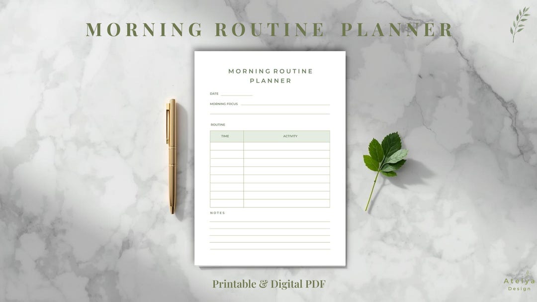 Morning Routine Planner | Printable & Digital | Minimal Daily Routine ...