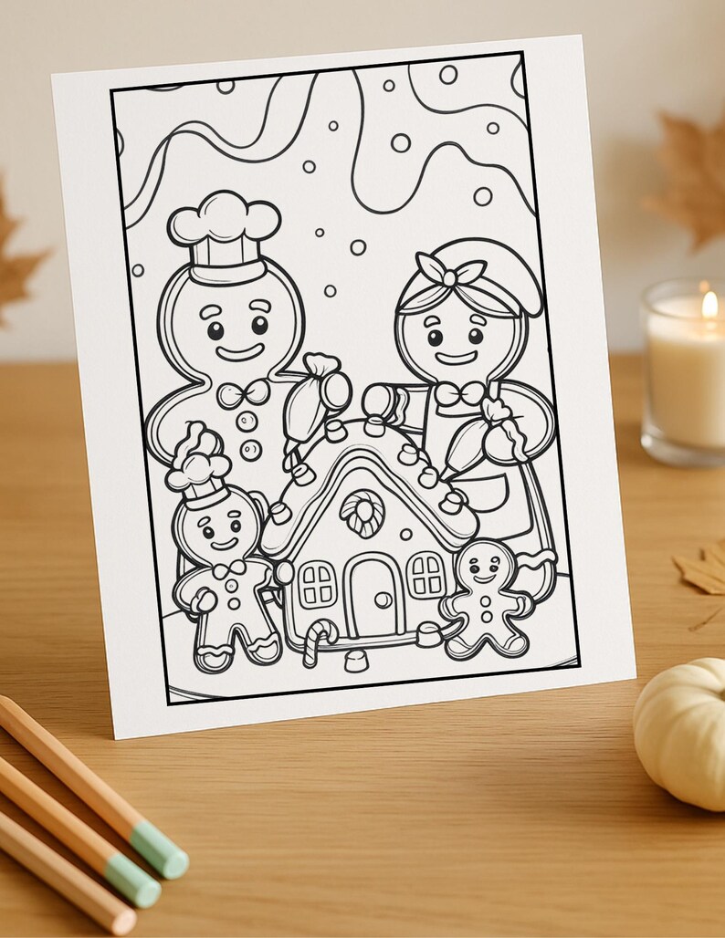 Gingerbread Village Coloring Pages | Christmas Cookie Town (PDF) - Etsy