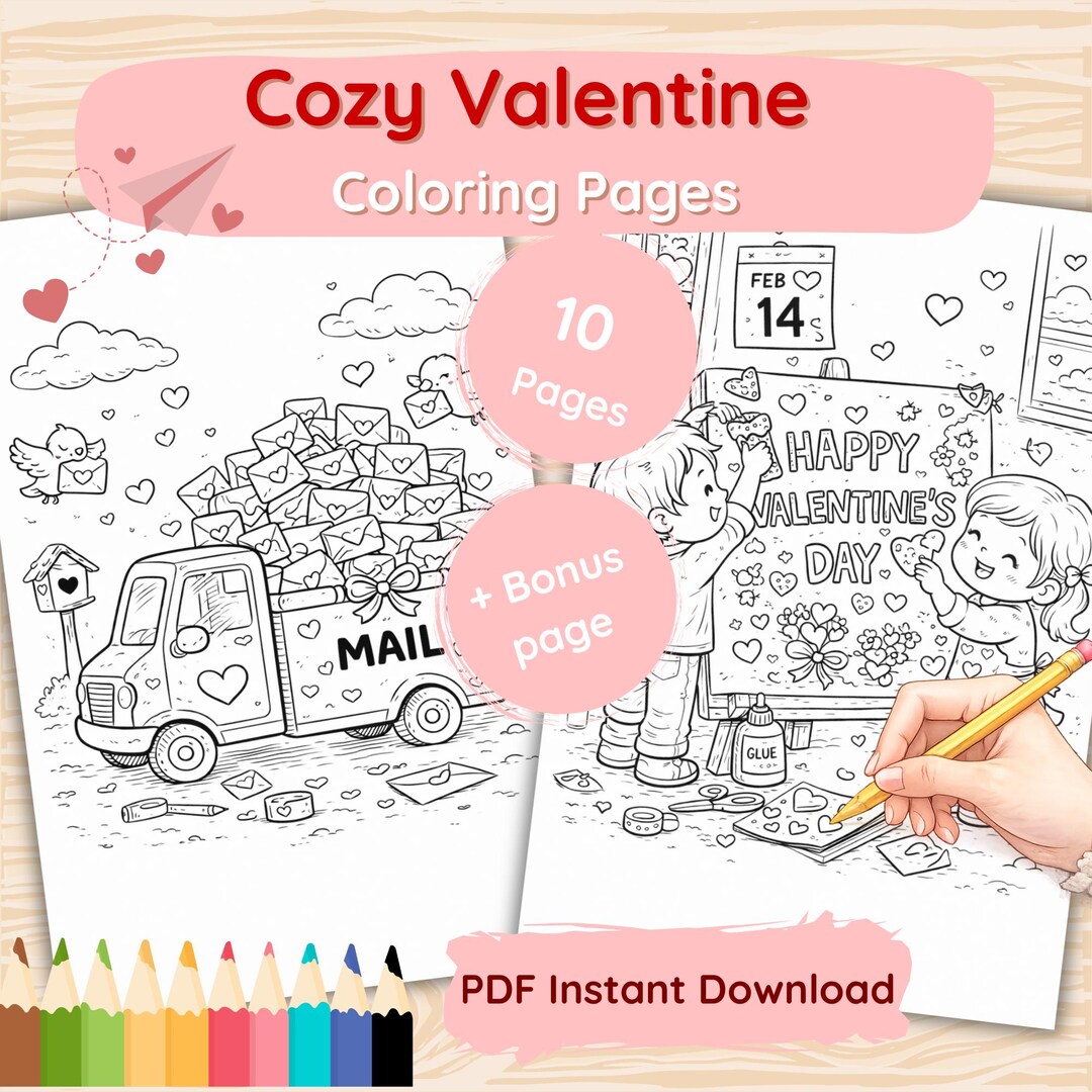 Valentine's Day Coloring Pages for Kids – Love & Friendship Scenes ...