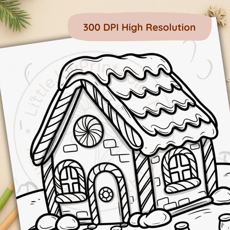 Gingerbread Village Coloring Pages | Christmas Cookie Town (PDF) - Etsy
