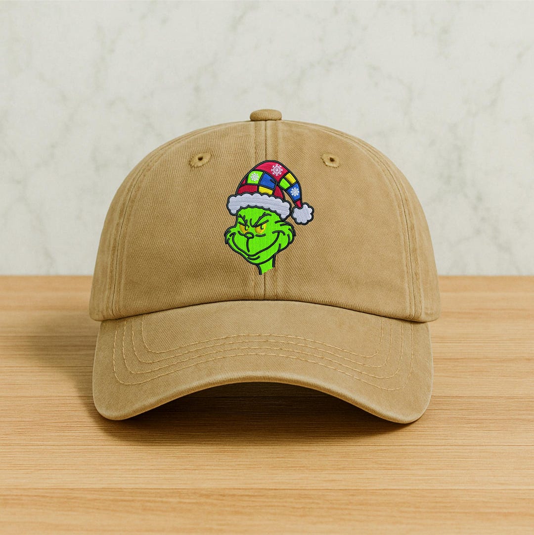 Christmas Grinch Hat, Embroidered Grinch Face Baseball Cap, Funny ...