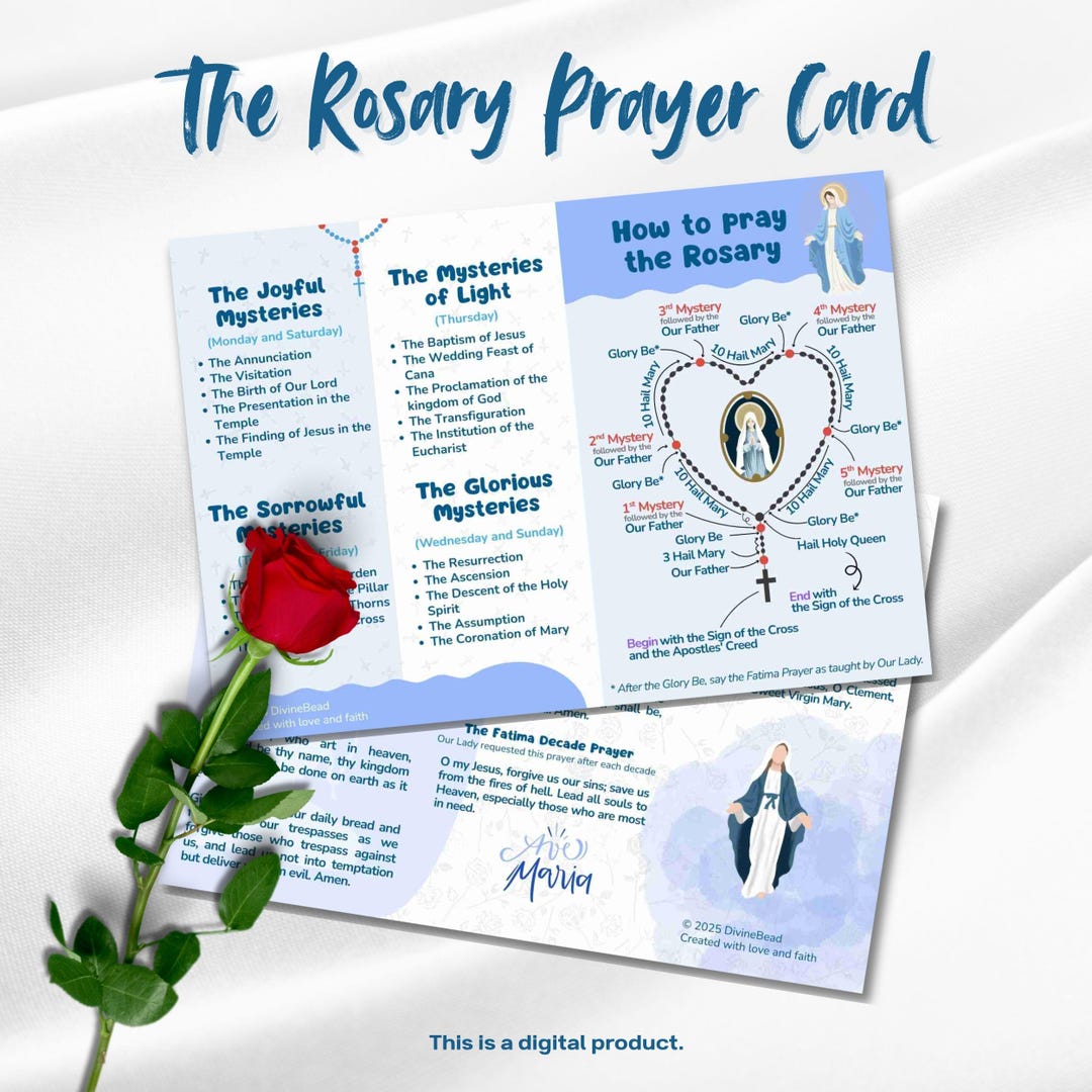 Mysteries of the Rosary Prayer Card | Catholic Printable (digital ...