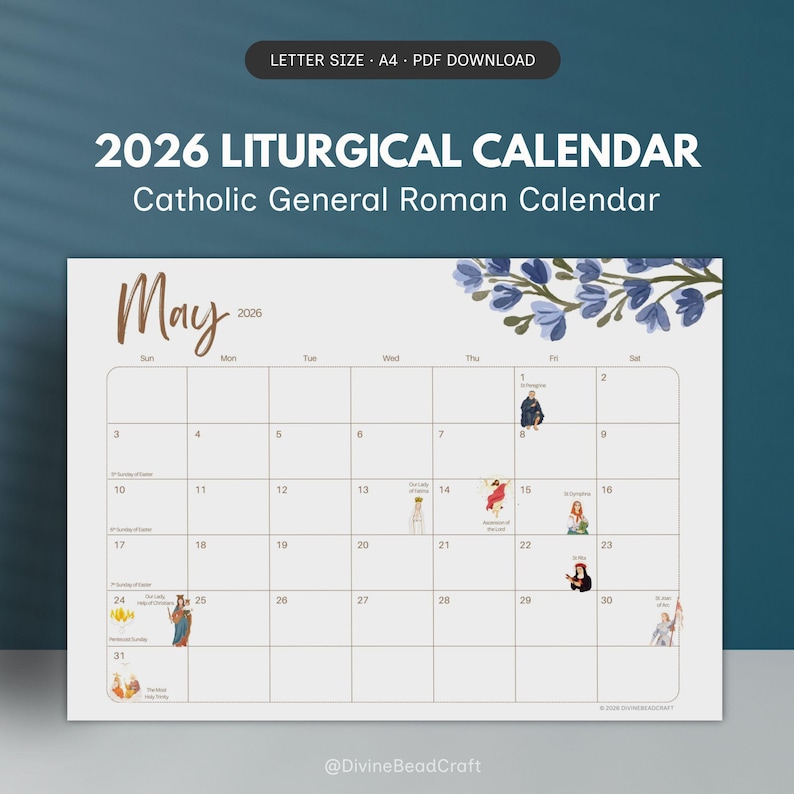 Liturgischer Kalender 2026 | Katholische Feste und Feierlichkeiten | A4 ...