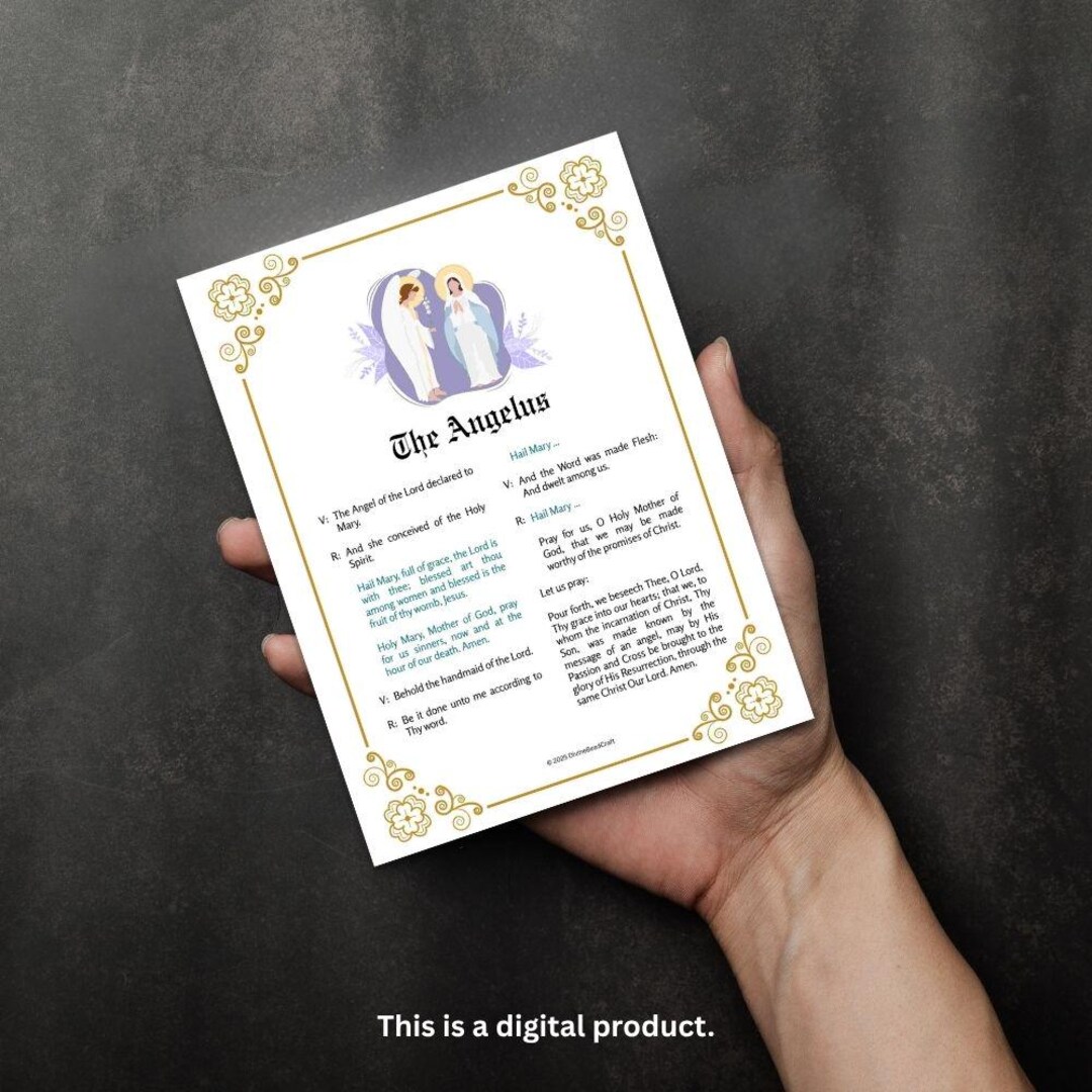 The Angelus Prayer Card | Catholic Marian Devotion (digital Download ...