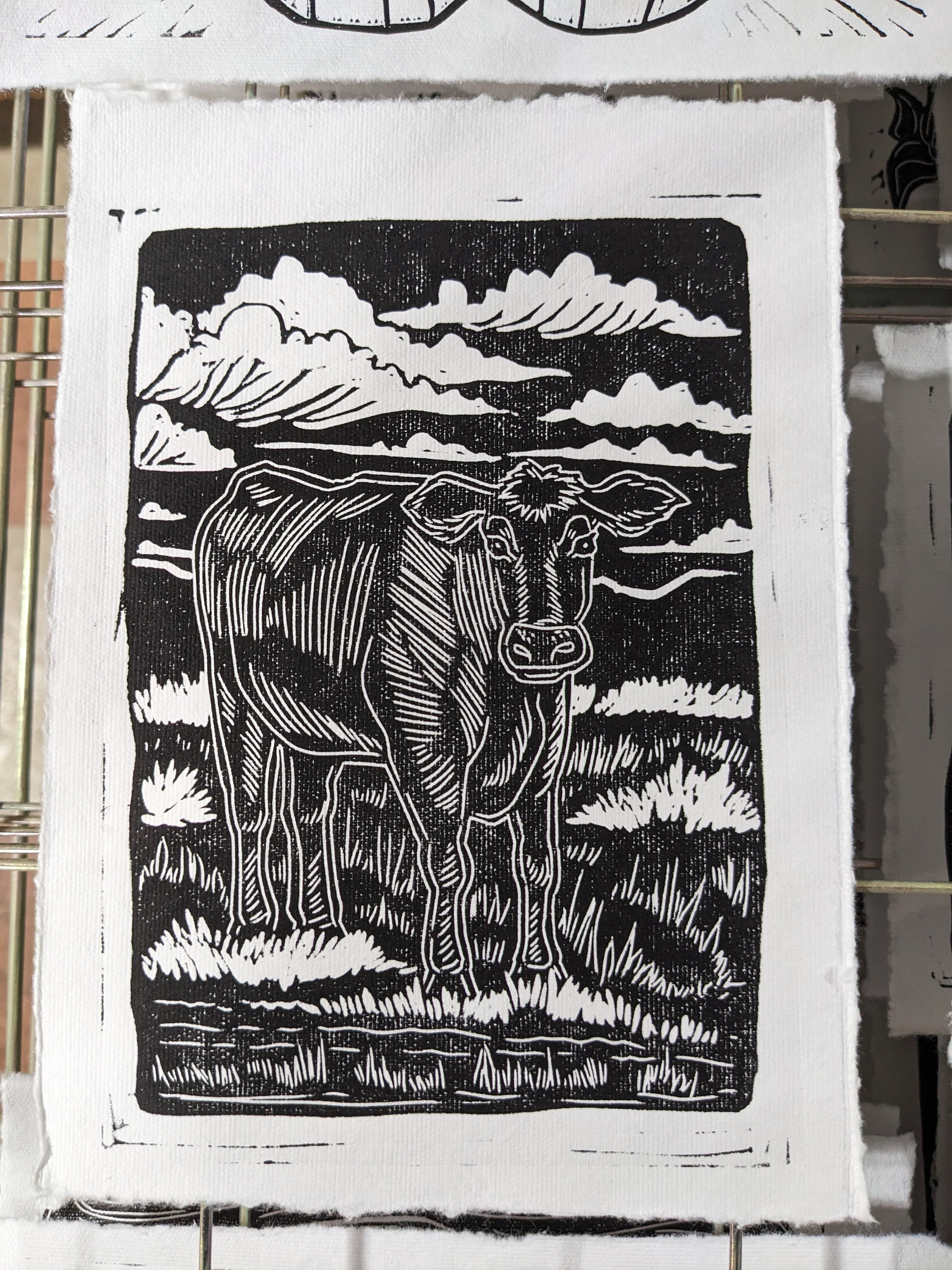 Cow Linocut - Etsy