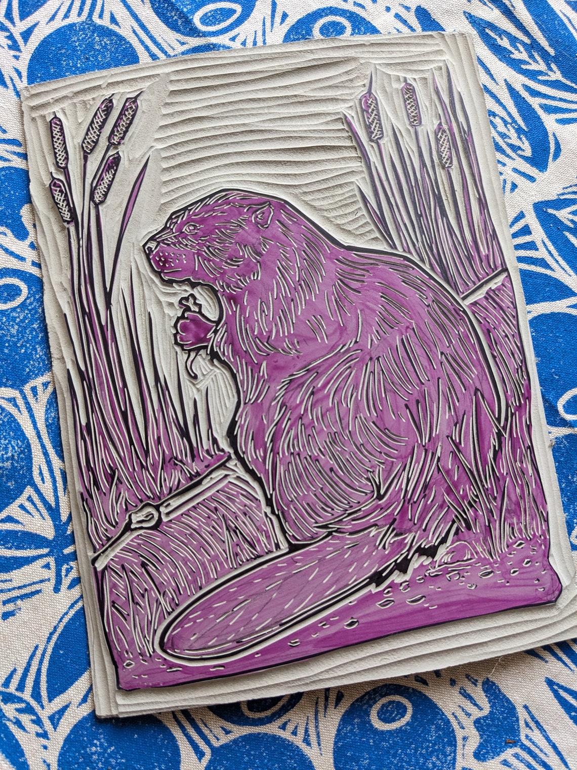 Beaver Linocut - Etsy