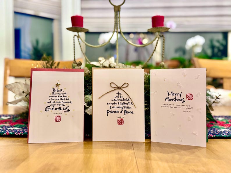 4pack Christian Christmas Cards Handmade Set of 4 Handwritten ...