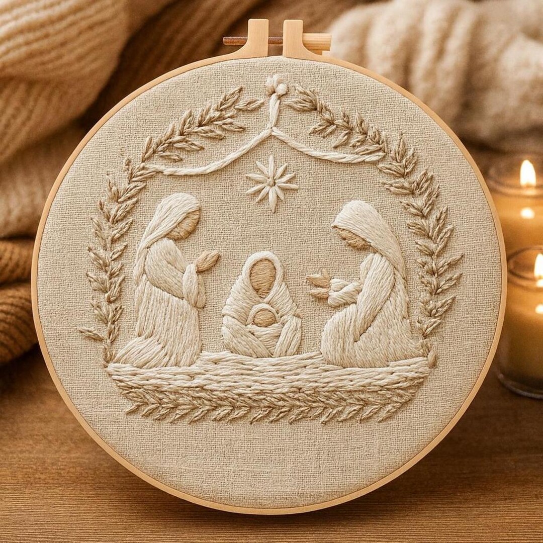 Christmas Embroidery Kit | Nativity Scene Stitching , Religious DIY ...
