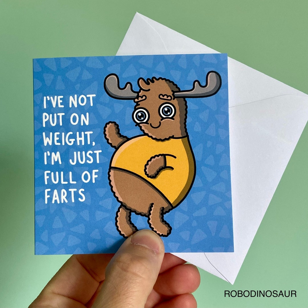SALE Fart Greeting Card / Funny Card / Cute Moose Card / Birthday Card ...