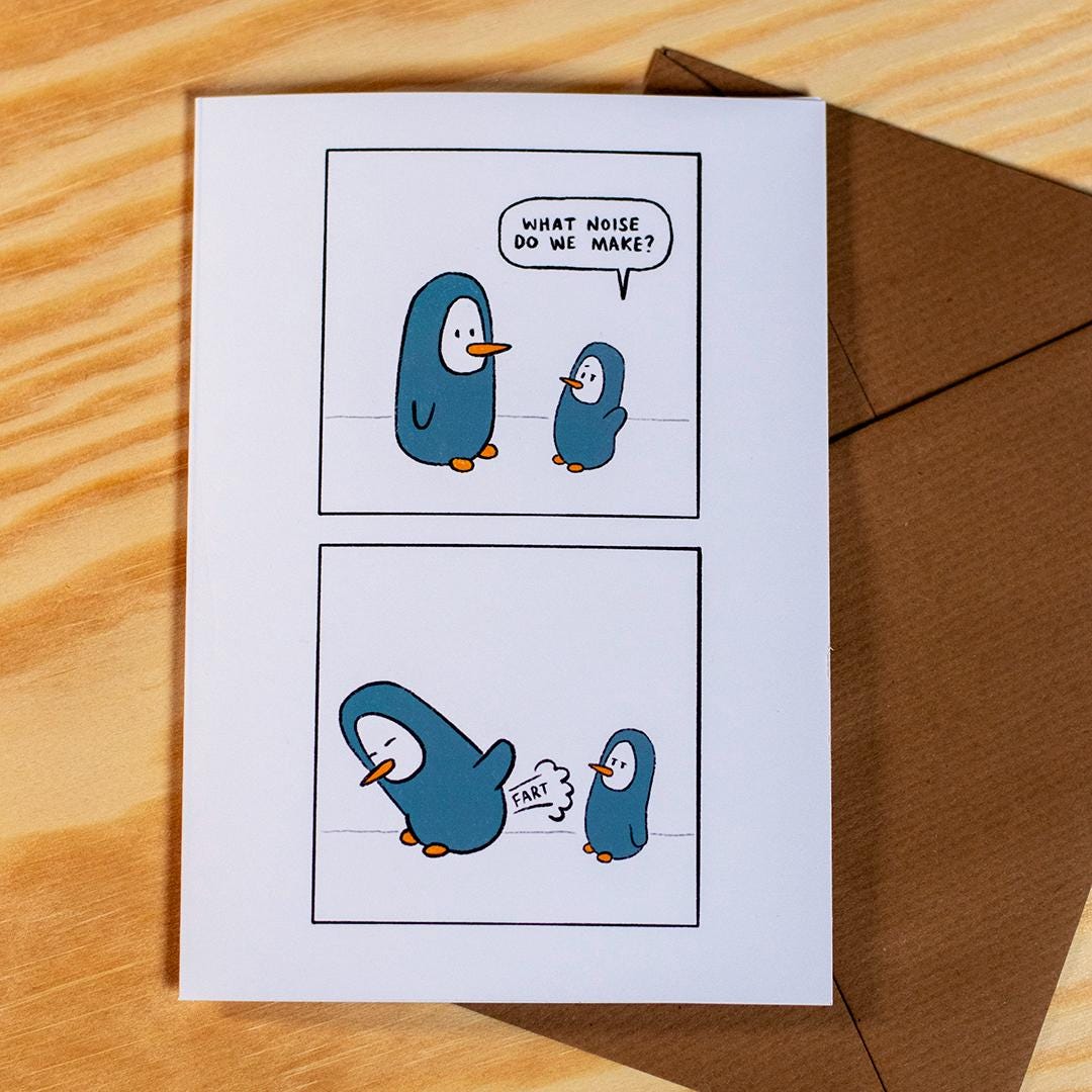 Funny Penguin A6 Greeting Card / Birthday Card / Anniversary Card ...