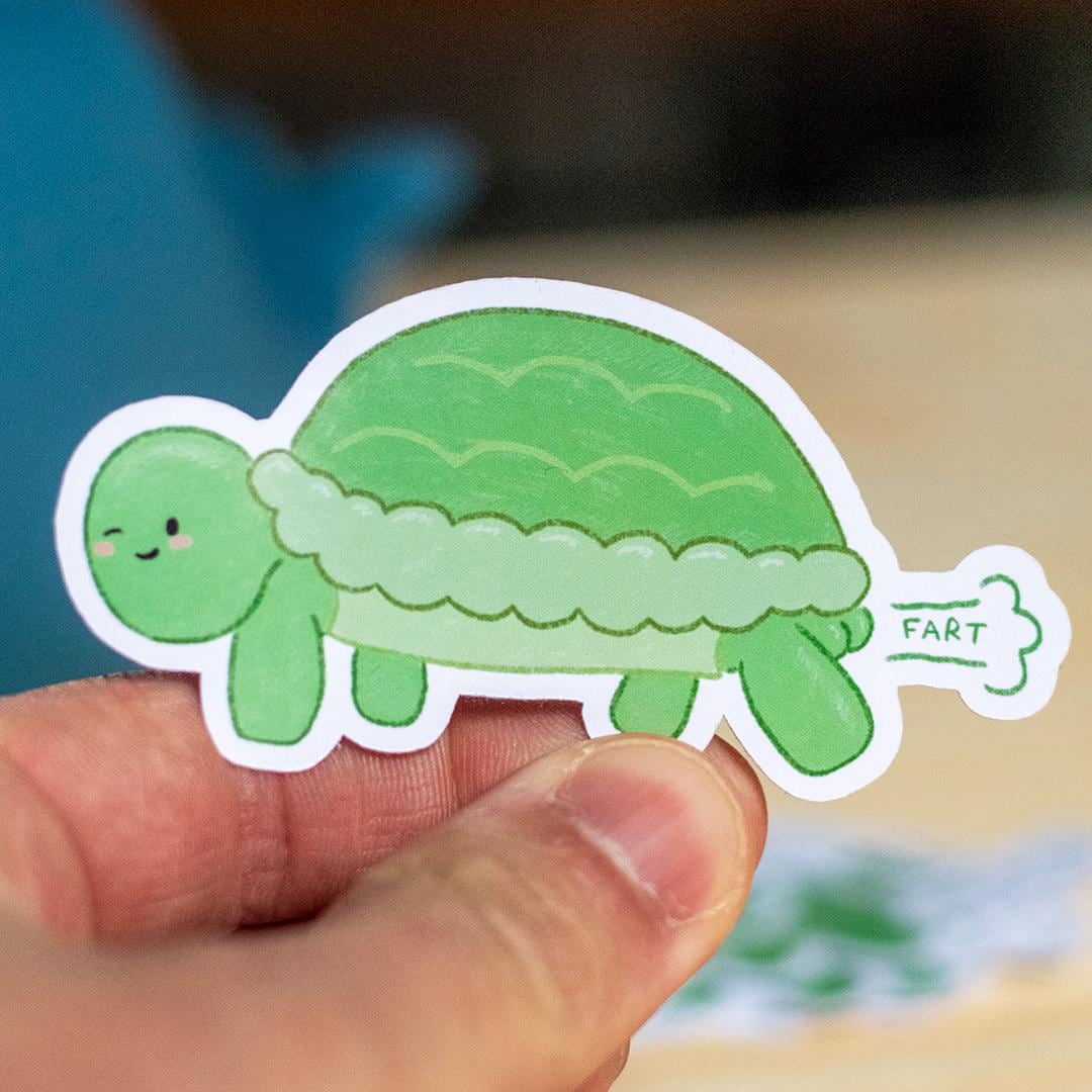 Turtle Farting Vinyl Sticker / Cute Turtle Sticker / Funny Turtle ...