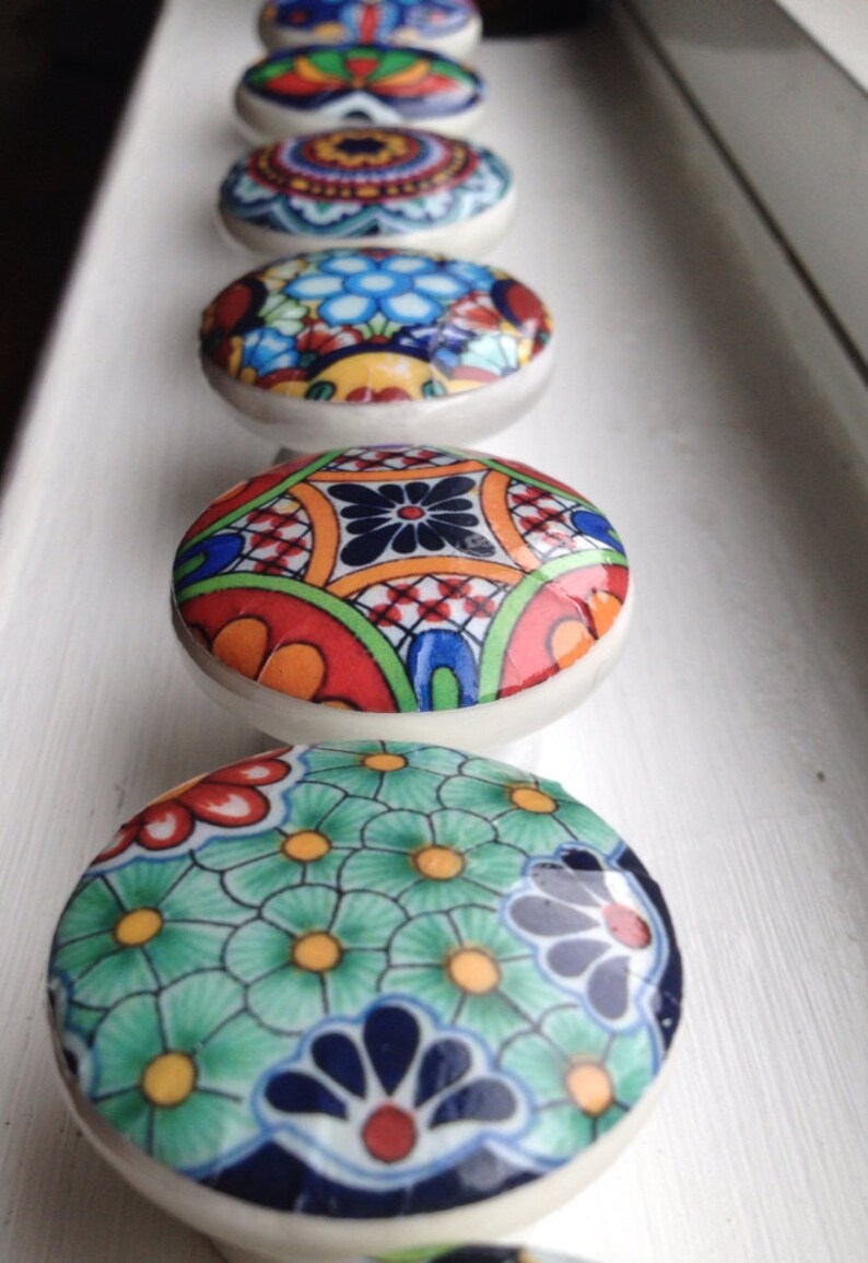8 Talavera Pottery Designs Wood Cabinet Knobs 8 Wood Knobs - Etsy