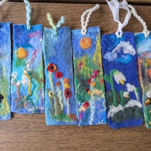 Felted Bookmark (one) Anniversary Gift 7 Years. 6"x2" Hand Felted Wool ...