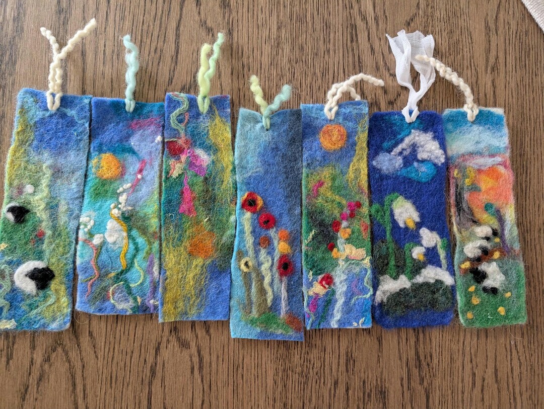 Felted Bookmark (one) Anniversary Gift 7 Years. 6"x2" Hand Felted Wool ...