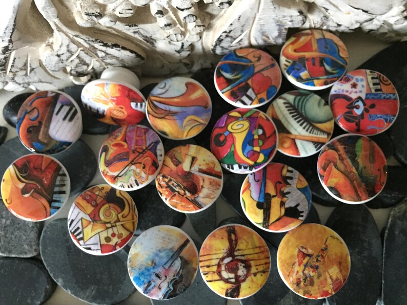 8 Music Theme Wooden Drawer Knobs Musical Instrument Jazz - Etsy