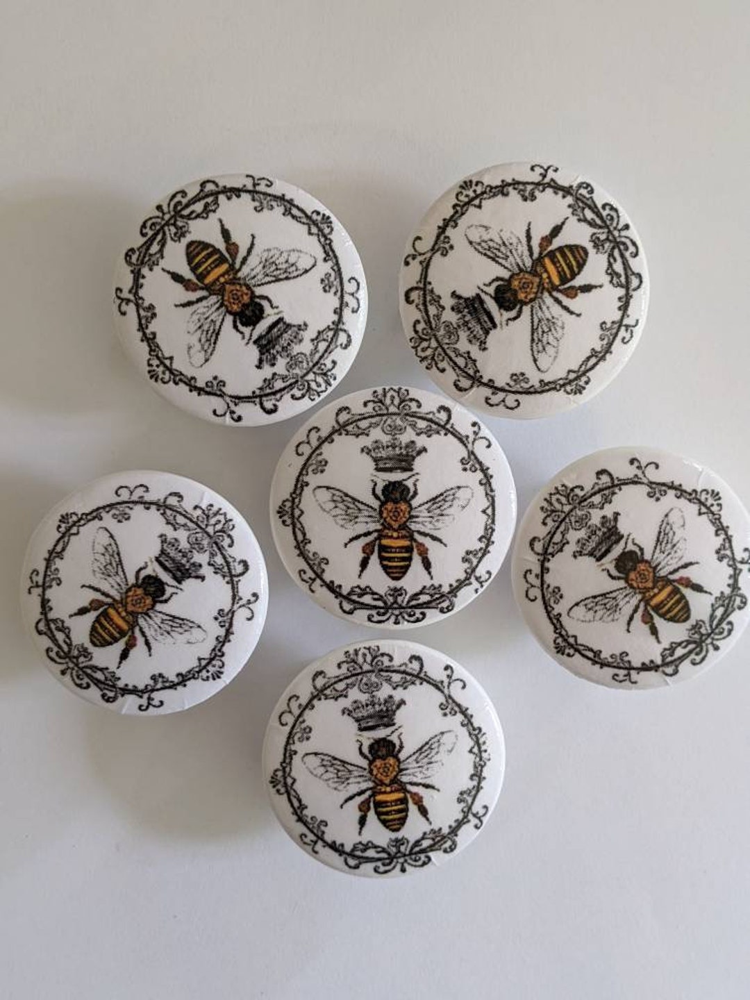 Queen Bee Cabinet Knob Wooden Knob Hand Decorated (decoupaged) Wood Knob. Three Sizes Available ...