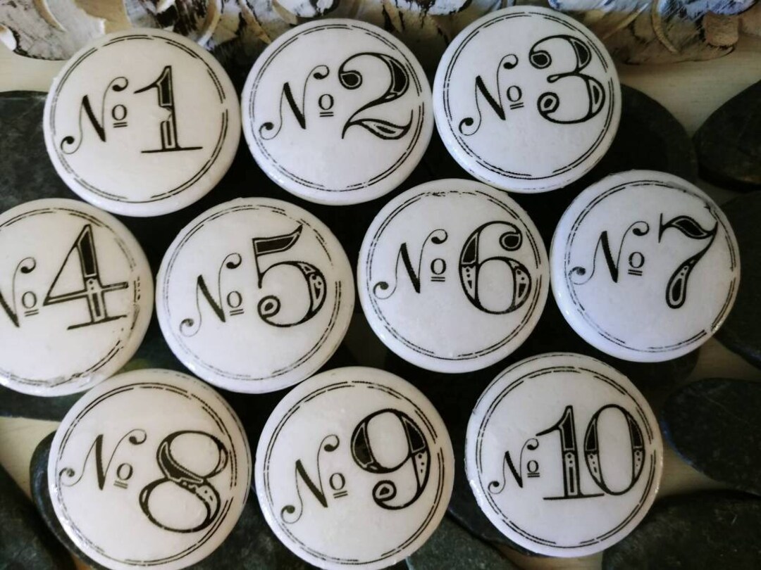 10 Wood Knobs French Numbers Vintage Porcelain Signs Inspired Designs ...