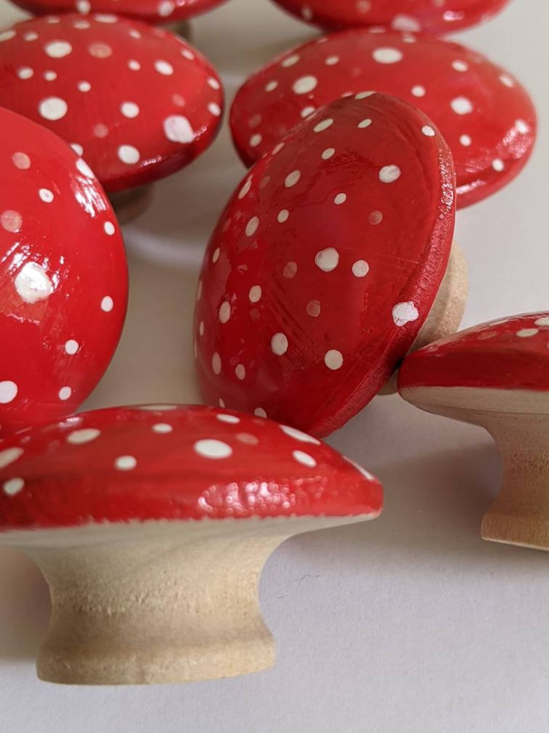 Red Mushroom Knobs 2 Large Dresser Drawer Knobs Hand Painted Red ...