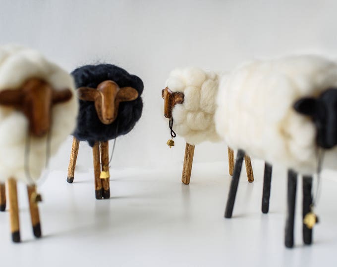 Wooden Sheep Hand Carved and Decorated With Roving Merino Wool - Etsy ...