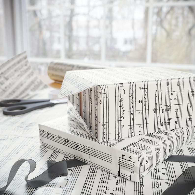 Christmas Sheet Music Wrapping Papers, Holiday Gift Wrap, Musical Notes ...