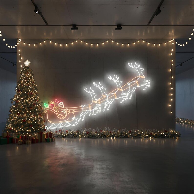 Santa Sleigh Neon Sign | Christmas LED Wall Decor - Etsy
