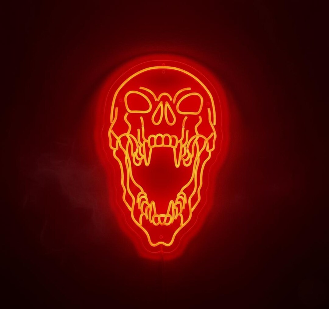 Jaw-dropping Red Neon Skull Sign | Custom LED Art, Gaming Room Decor ...
