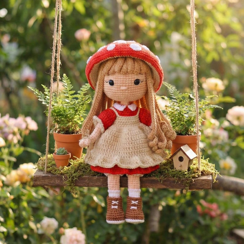 Amigurumi Mushroom Girl Crochet Pattern | Cottagecore Toadstool Doll ...