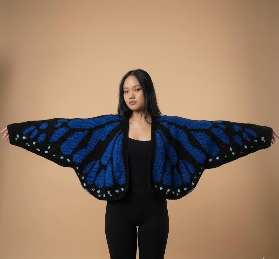 Patrón de crochet para cárdigan de mariposa monarca (PDF) / Suéter de ...