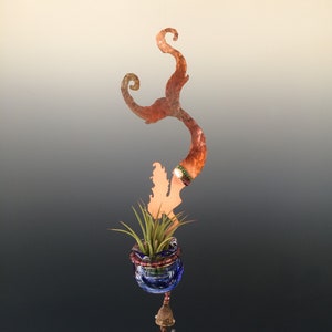 Copper Mermaid With Hand Blown Glass Bottle & Obsidian Wind Chimes ...
