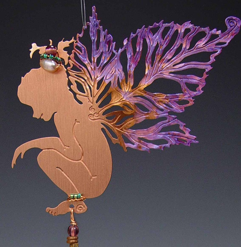 Emily Raspberry Copper Fairy With Obsidian Wind Chime - Etsy