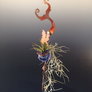 Copper Mermaid With Hand Blown Glass Bottle & Obsidian Wind Chimes ...