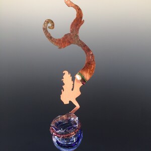 Copper Mermaid With Hand Blown Glass Bottle & Obsidian Wind Chimes ...