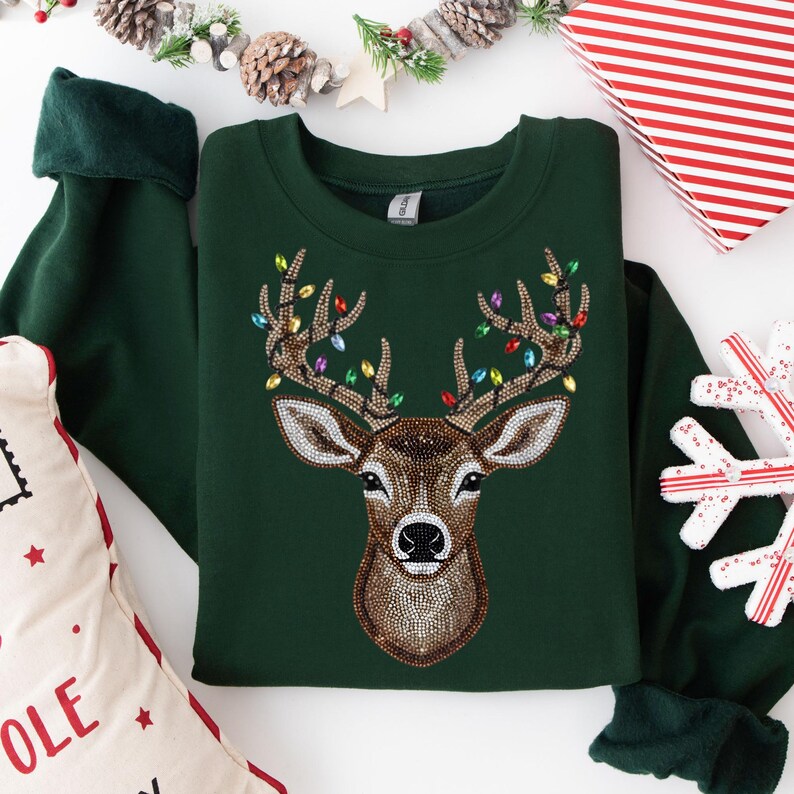 Faux Rhinestone Deer Christmas, Digital Design, PNG Sublimation DTF - Etsy