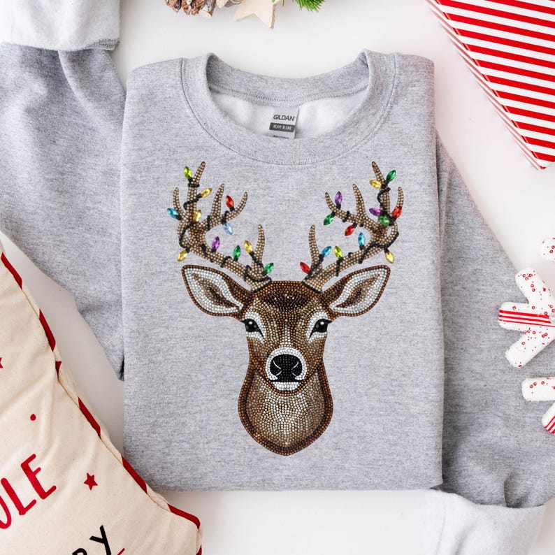 Faux Rhinestone Deer Christmas, Digital Design, PNG Sublimation DTF - Etsy