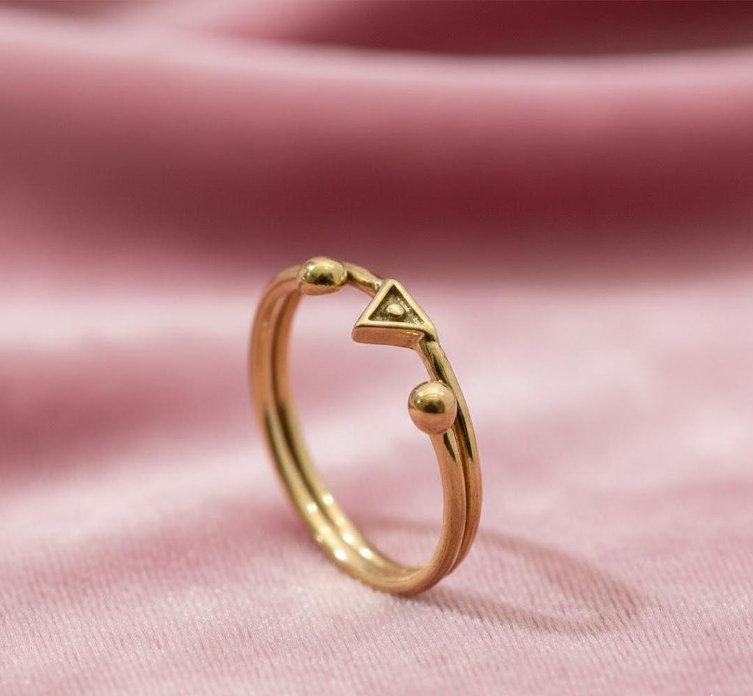 Gold Triangle Open Ring, Minimalist Geometric Ring, Dainty Gold ...