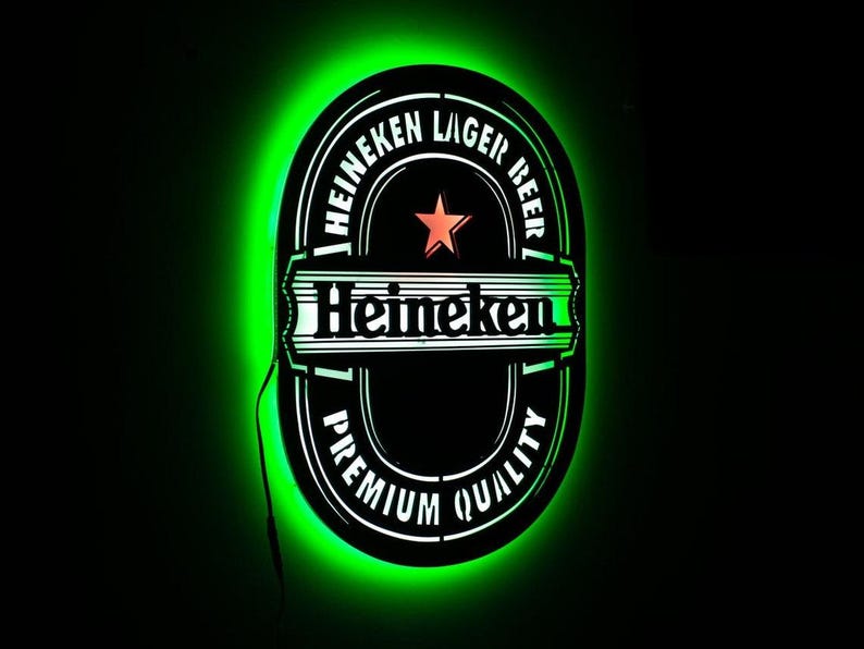 Logo piwa Heineken LIGHT WALLDECOR - Etsy Polska