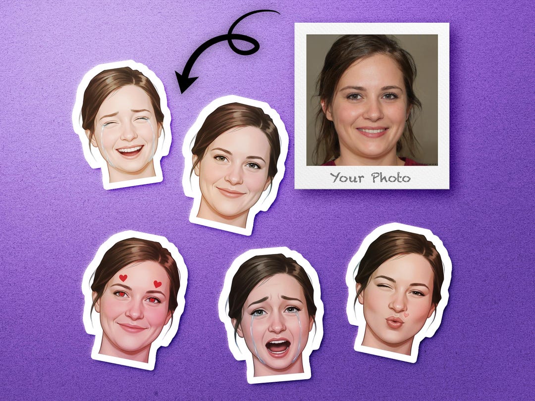 Custom Emoji Stickers of Your Face, Personalized Expression Pack, Vinyl ...