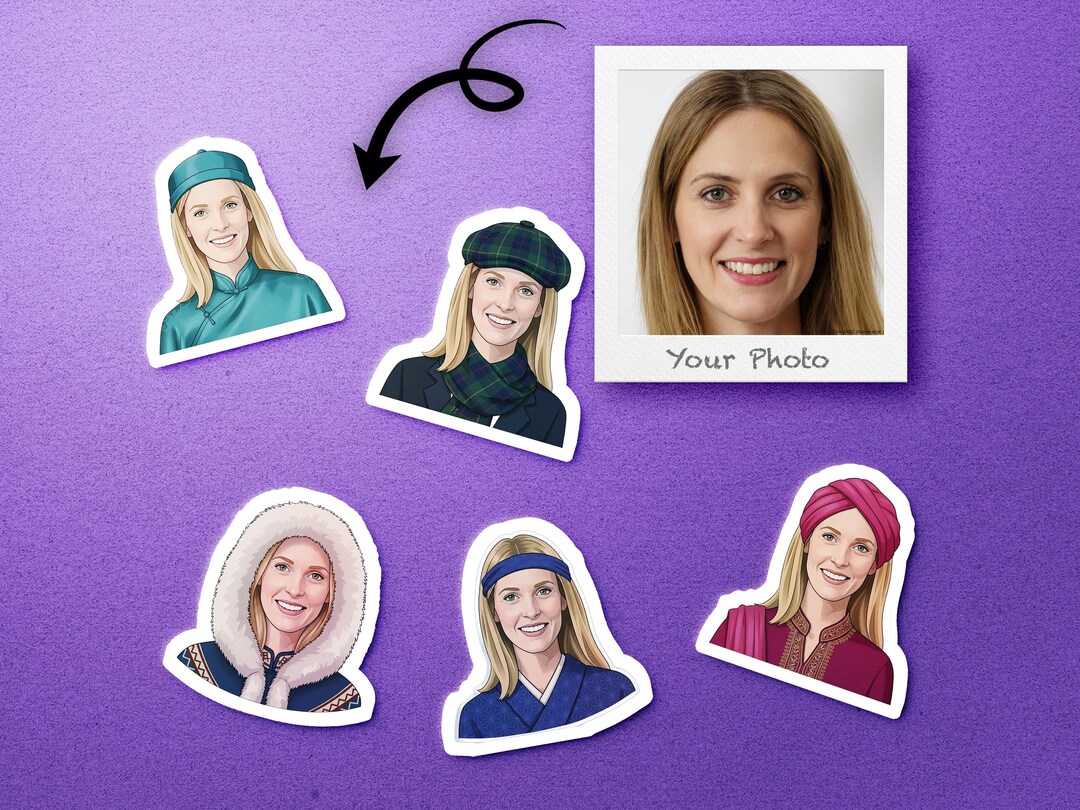 World Cultural Stickers of Your Face, Traditional Attire Sticker Pack ...