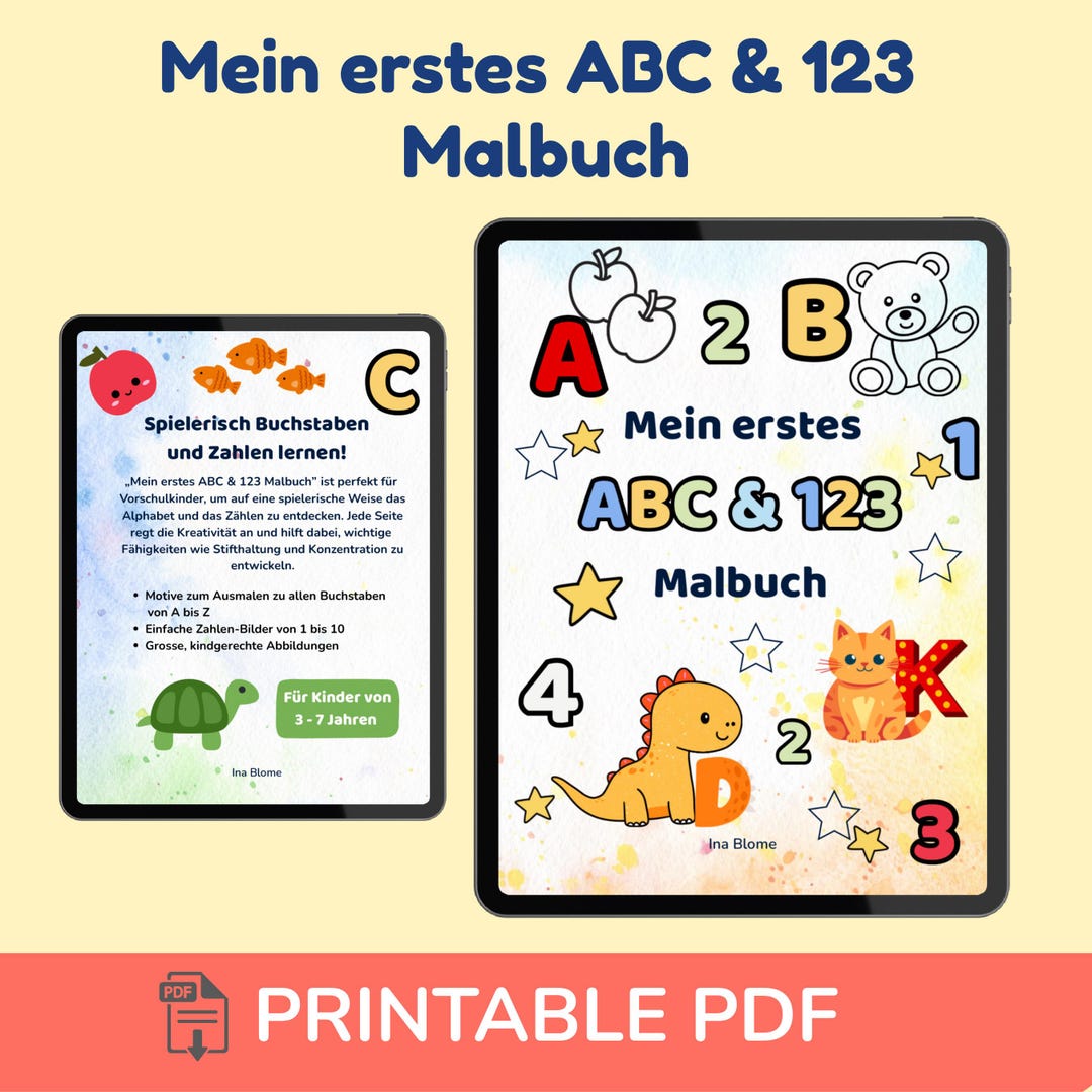 ABC & 123 Coloring Book PDF | Preschool and Kindergarten Workbook ...