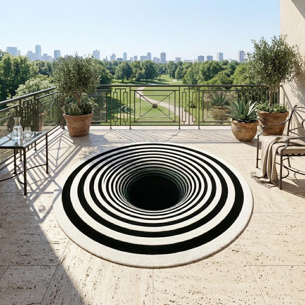 3D Optical Illusion Rug, Black White Spiral Carpet, Modern Abstract ...