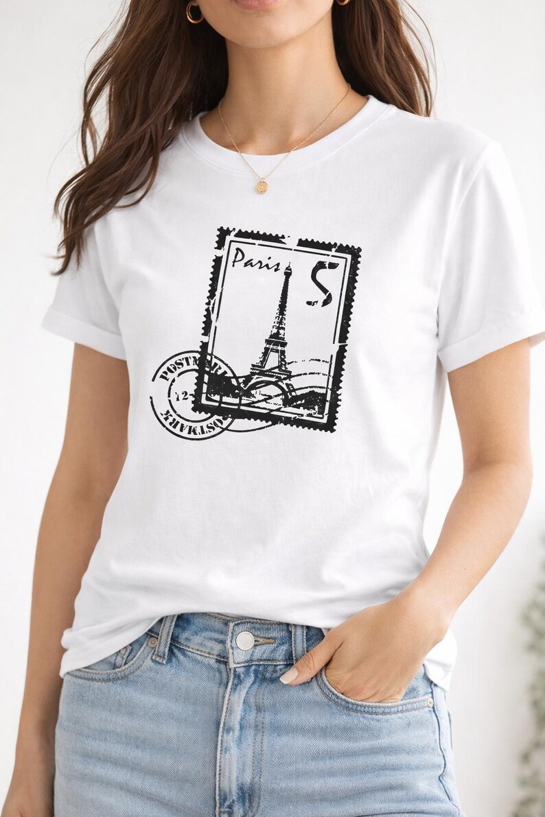 Paris Stamp PNG for T-shirts | Vintage Eiffel Tower Postage Design ...