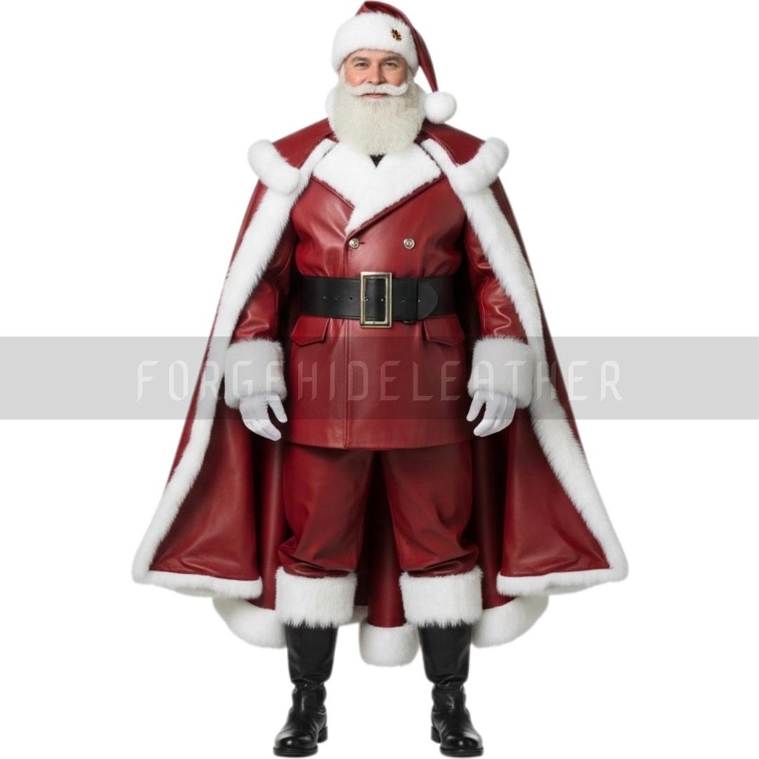 Genuine Leather Santa Costume – Holiday Cosplay Wear - Etsy